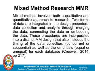 Introduction to Mixed Method Research in Education | PPTX