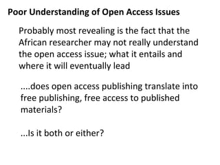OAA12 - Open access in Africa: Some issues and questions. | PPT