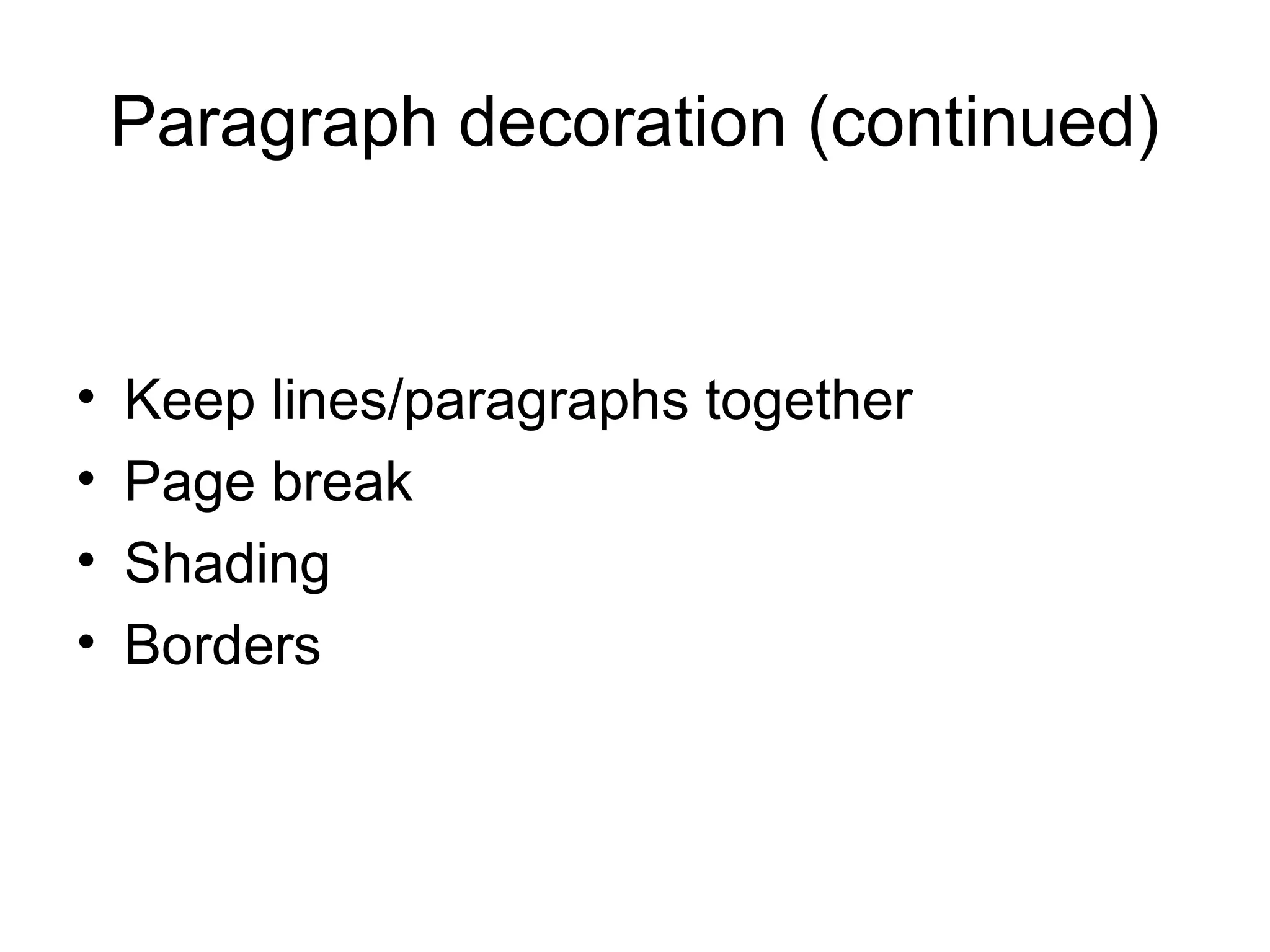 9 paragraph, styles and page setup | PPT