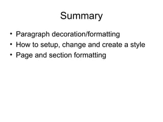 9 paragraph, styles and page setup | PPT