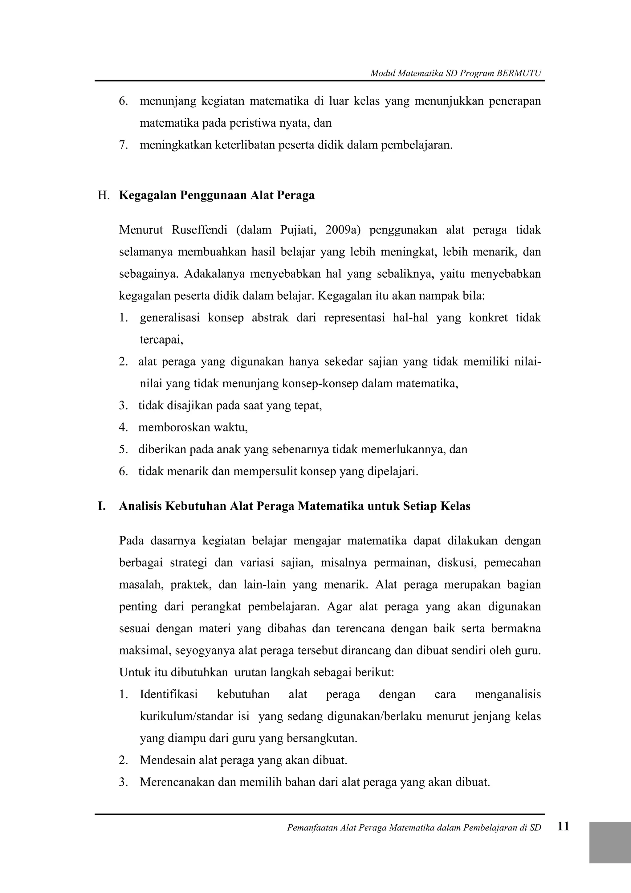 pemanfaatan alat peraga matematika dalam pembelajaran | PDF