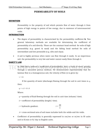 PERMEABILITY OF SOILS | PDF