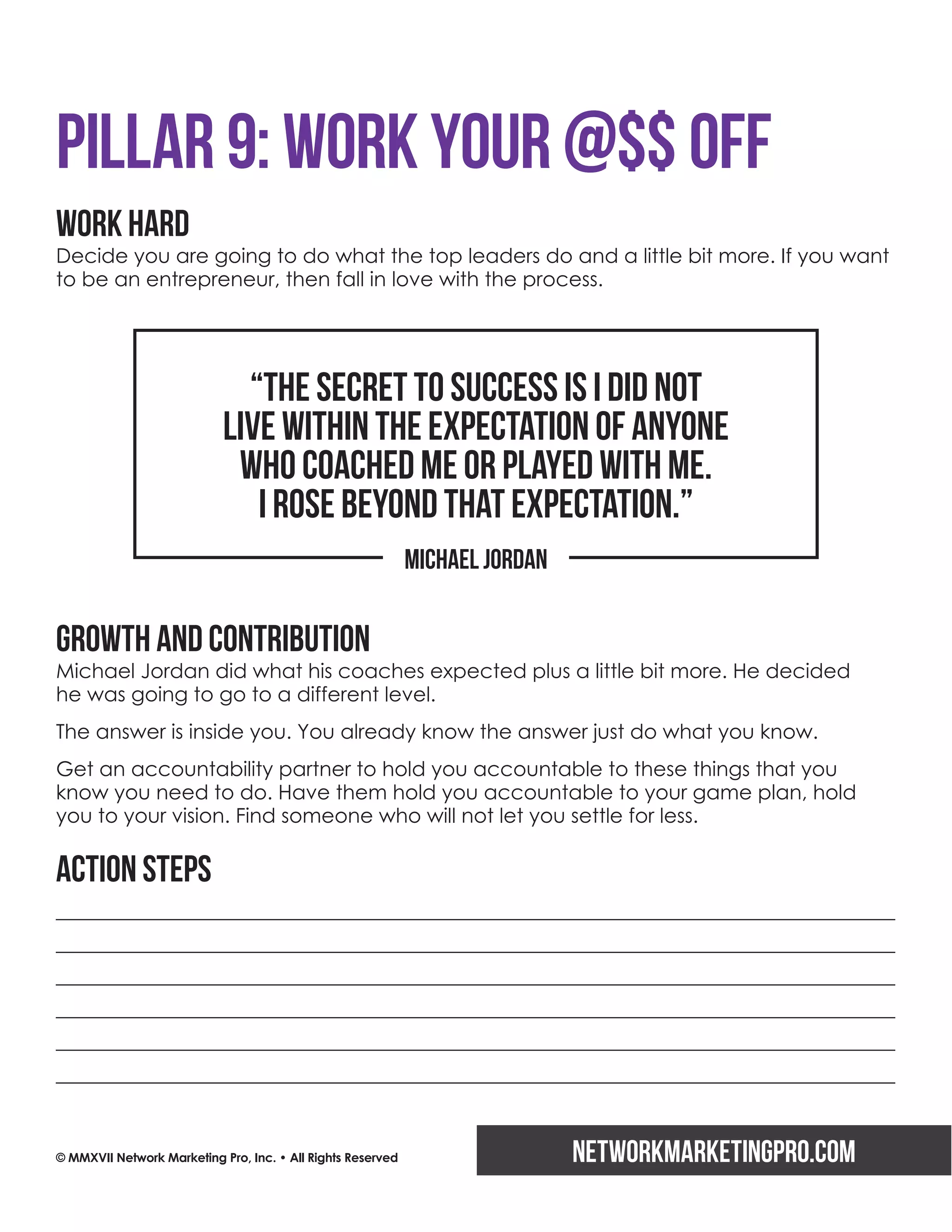 The Nine Pillars to Success Workbook | PDF