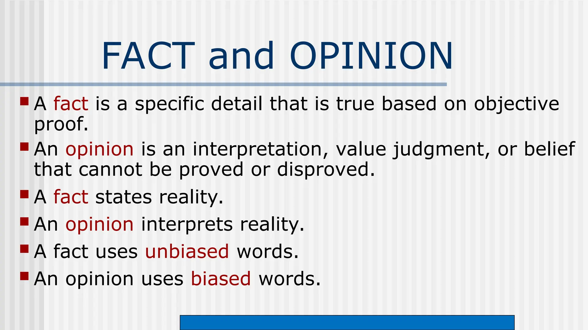 FACT AND OPINION LESSON GRADE 9 ENGLISH.PPT