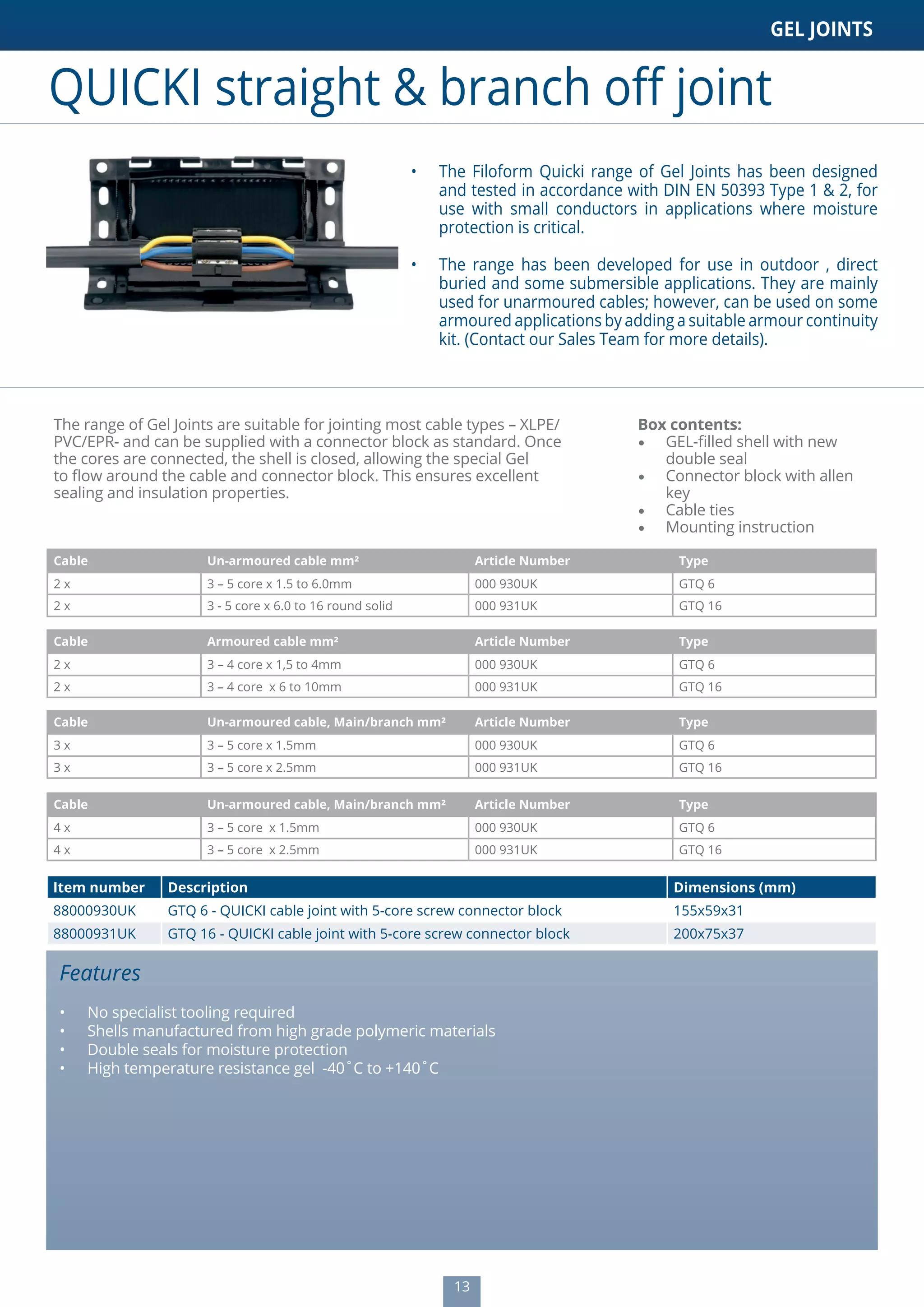 Quicki straight & branch gel joint | PDF