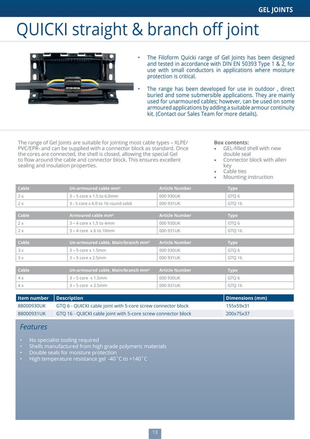 Quicki straight & branch gel joint | PDF