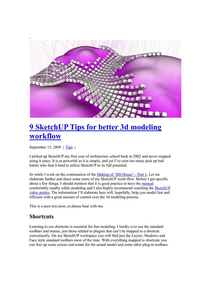 9 Sketchup Tips for beter 3d modeling workflow | PDF