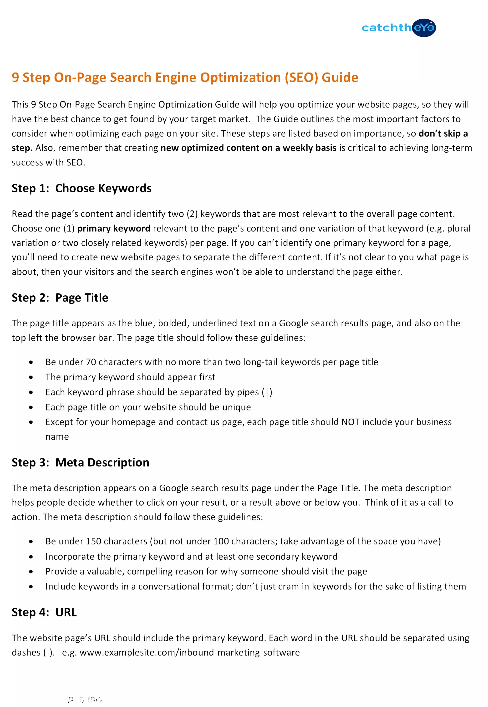9 step on page search engine optimization guide part 1 | PDF
