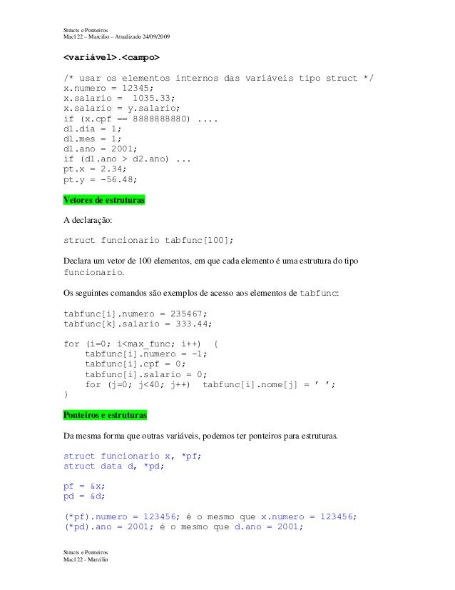 9 structs e ponteiros