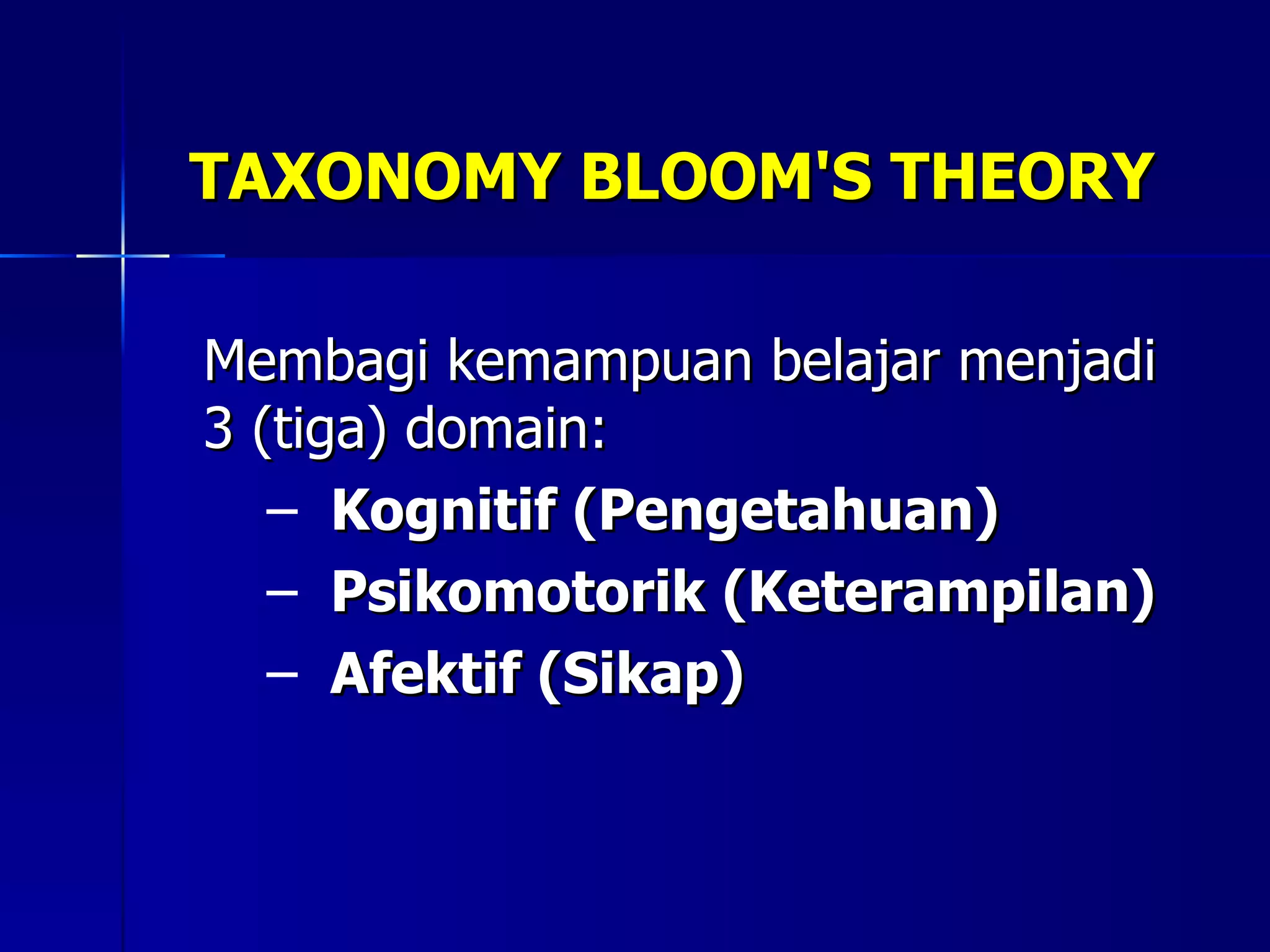 taxonomy bloom's theory | PPT