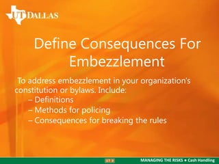 9 Cash Handling Workshop - Risk Management - 9 | PPT