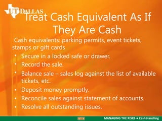 9 Cash Handling Workshop - Risk Management - 9 | PPTX