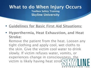 9. what to do when injury occurs | KEY | First Aid | Injuries