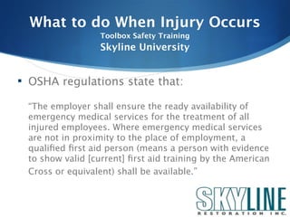 9. what to do when injury occurs | KEY | First Aid | Injuries