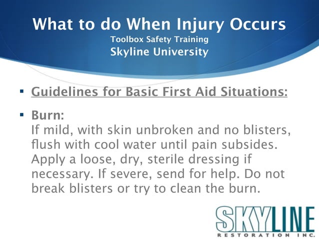 9. what to do when injury occurs | KEY | First Aid | Injuries