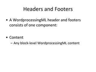 9 wordprocessing ml subject - headers and footers | PPTX