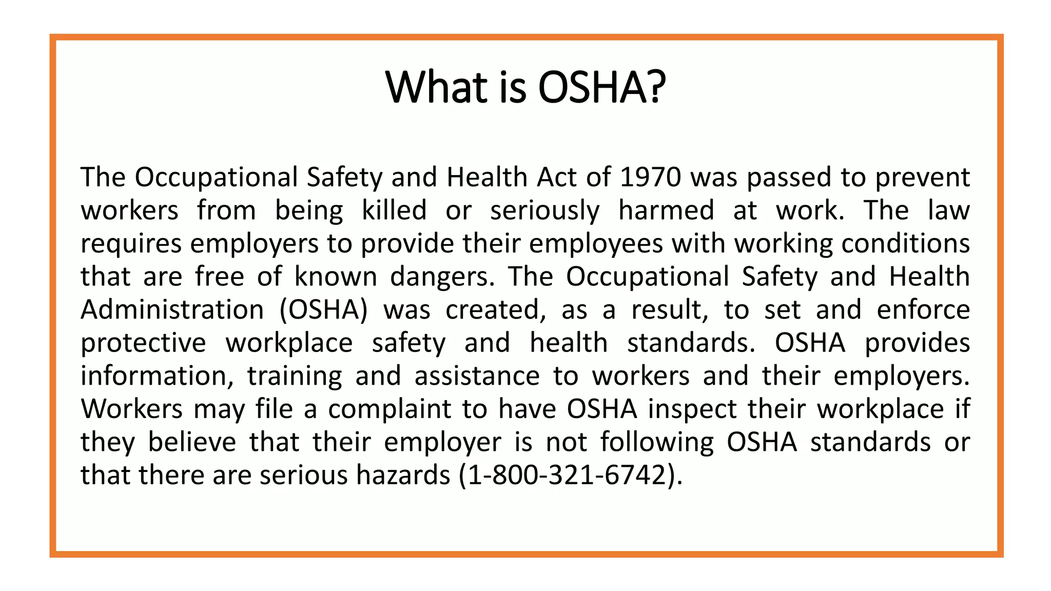 9 workplace OSHA & patient safety | PPTX