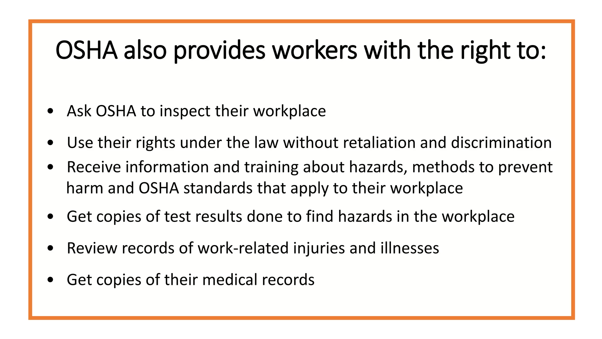 9 workplace OSHA & patient safety | PPTX