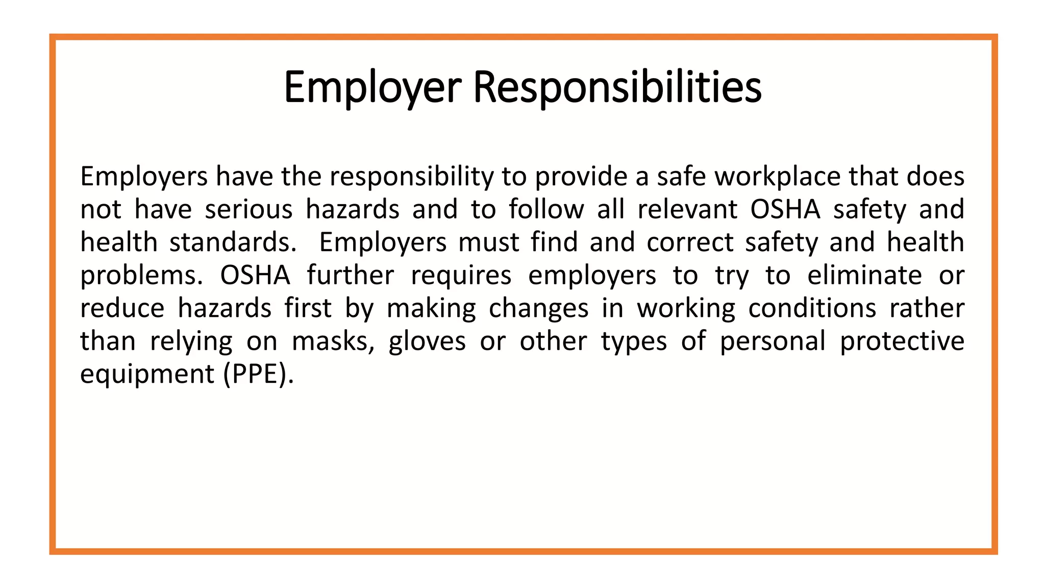 9 workplace OSHA & patient safety | PPTX