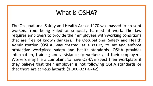 9 workplace OSHA & patient safety | PPT