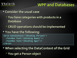 WPF and Databases | PPT | Databases | Computer Software and Applications