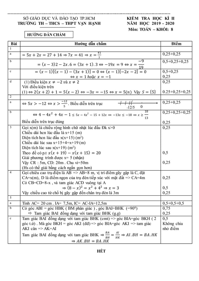 Đề Thi Hk2 Toán 8 - TH - THCS - THPT Vạn Hạnh | PDF