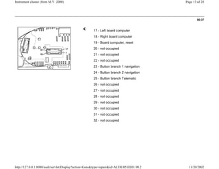 AUDI A4 B5 1.8L 1996 ELECTRICAL EQUIPMENT 90 25 instrument cluster ...