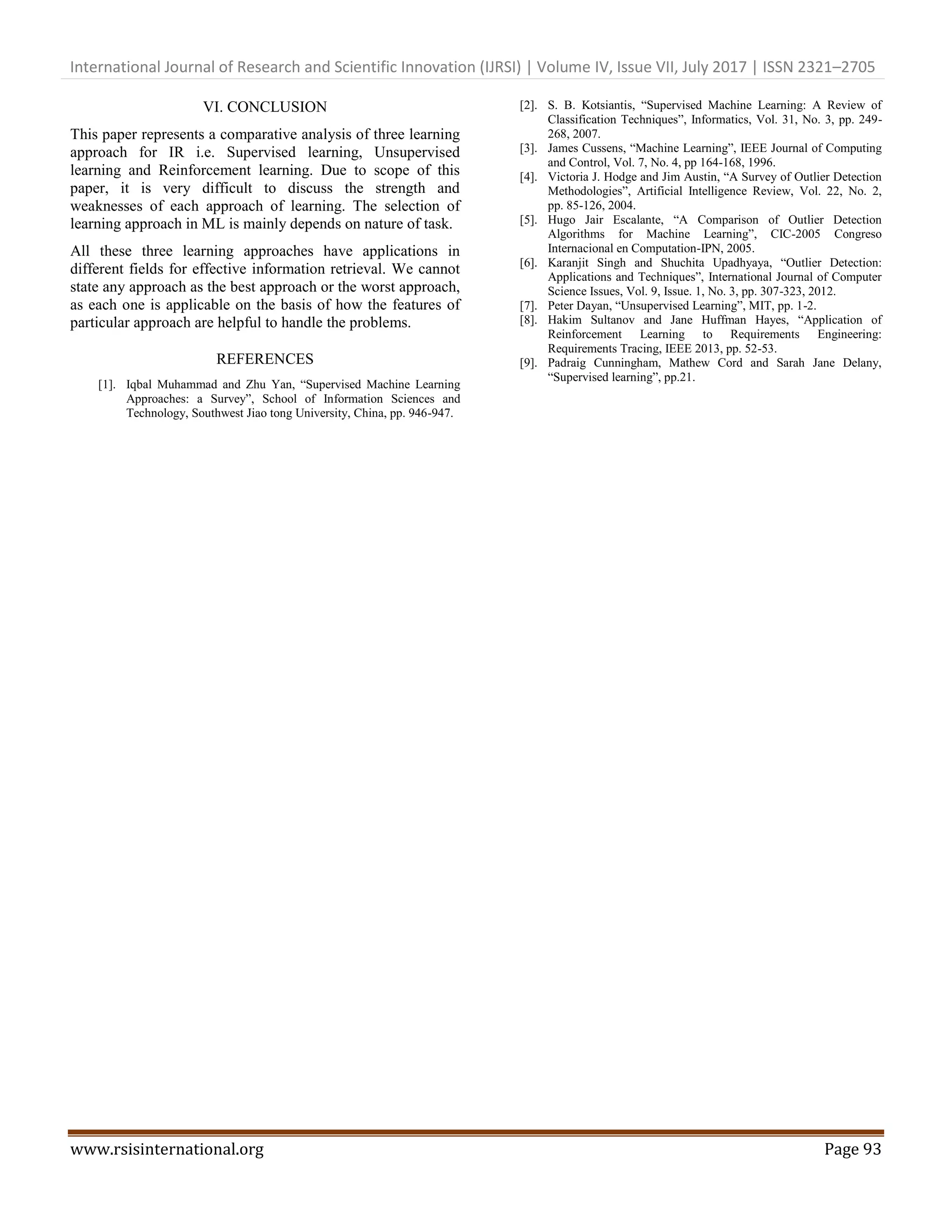 Comparative Analysis: Effective Information Retrieval Using Different Learning Approach | PDF