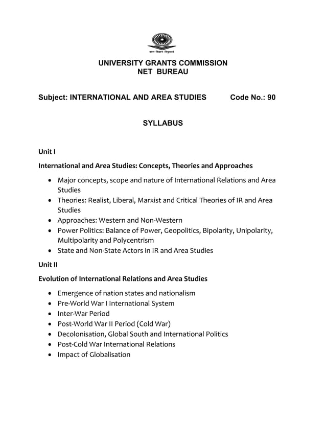 NTA UGC NET JRF - 90 international area studies-new updated syllabus ...