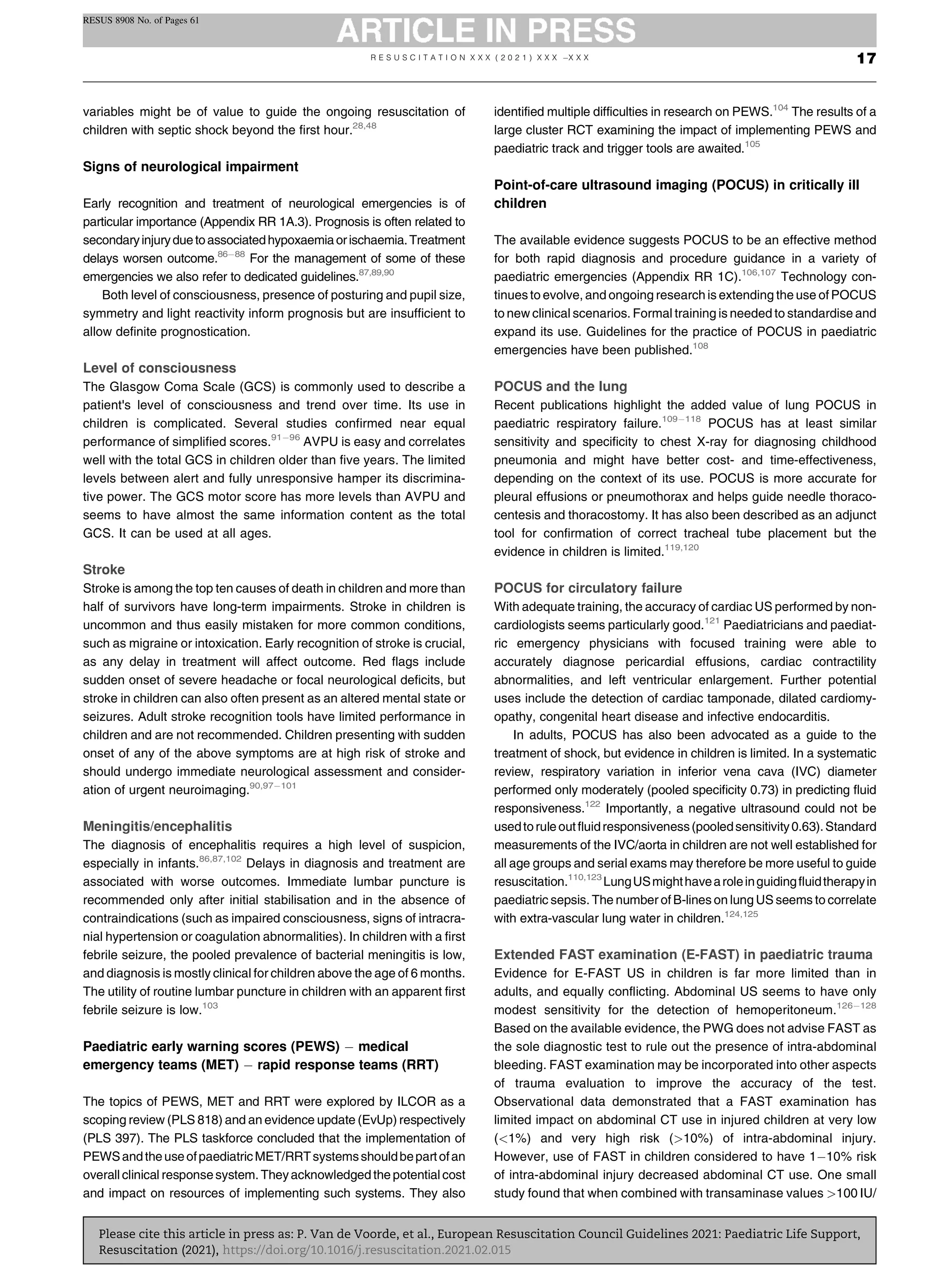 European Resuscitation Council Guidelines 2021: Paediatric Life Support ...