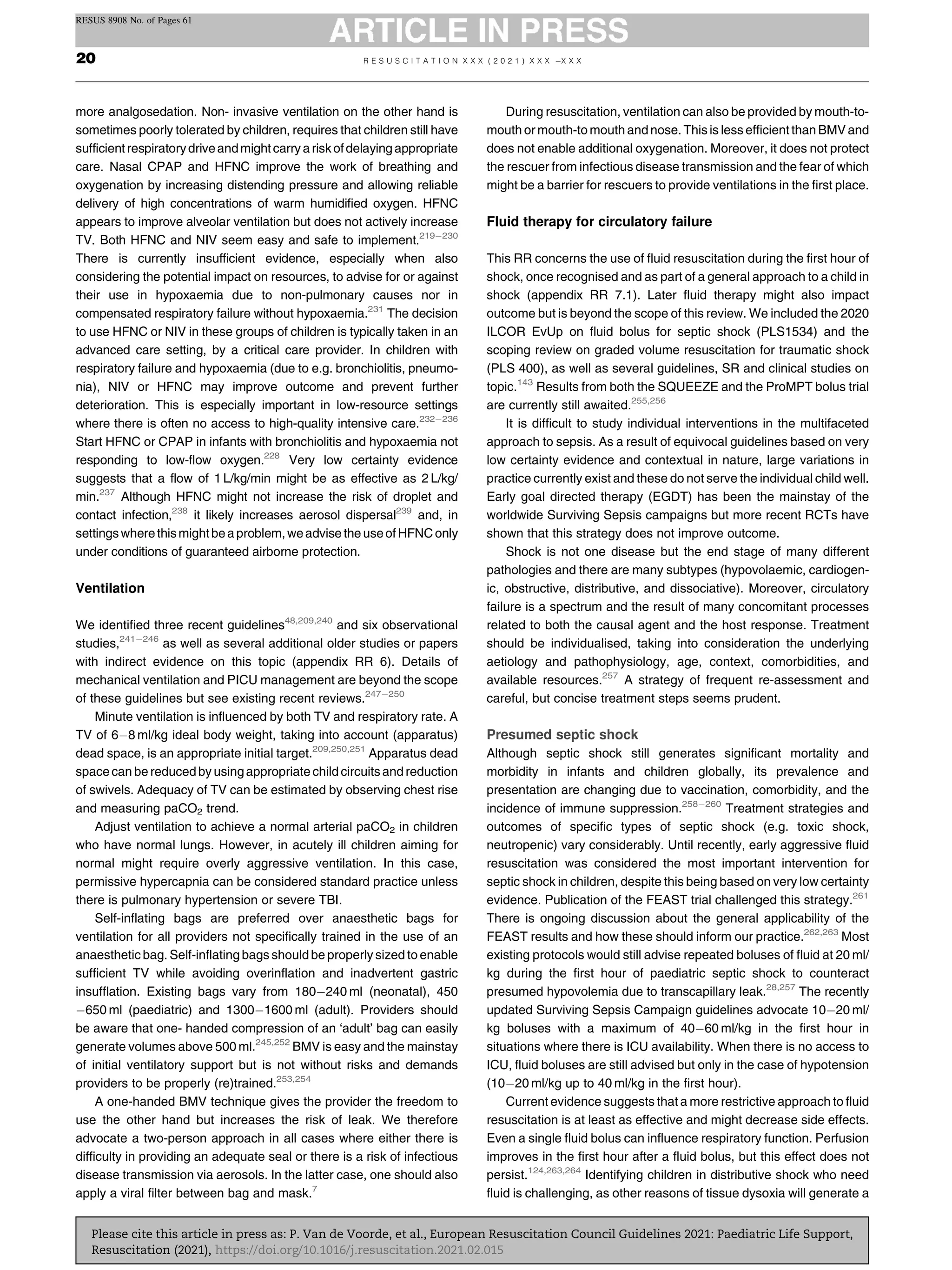 European Resuscitation Council Guidelines 2021: Paediatric Life Support ...