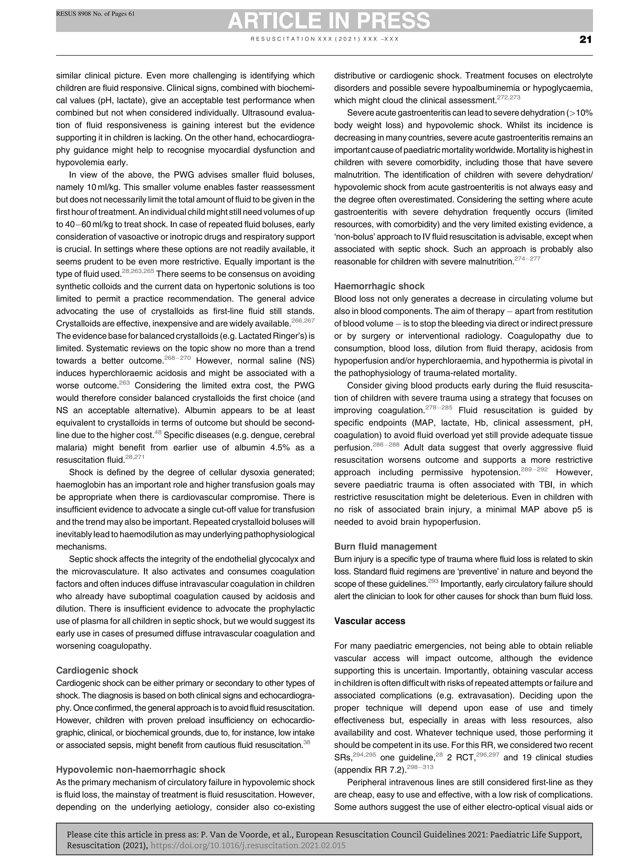 European Resuscitation Council Guidelines 2021: Paediatric Life Support ...