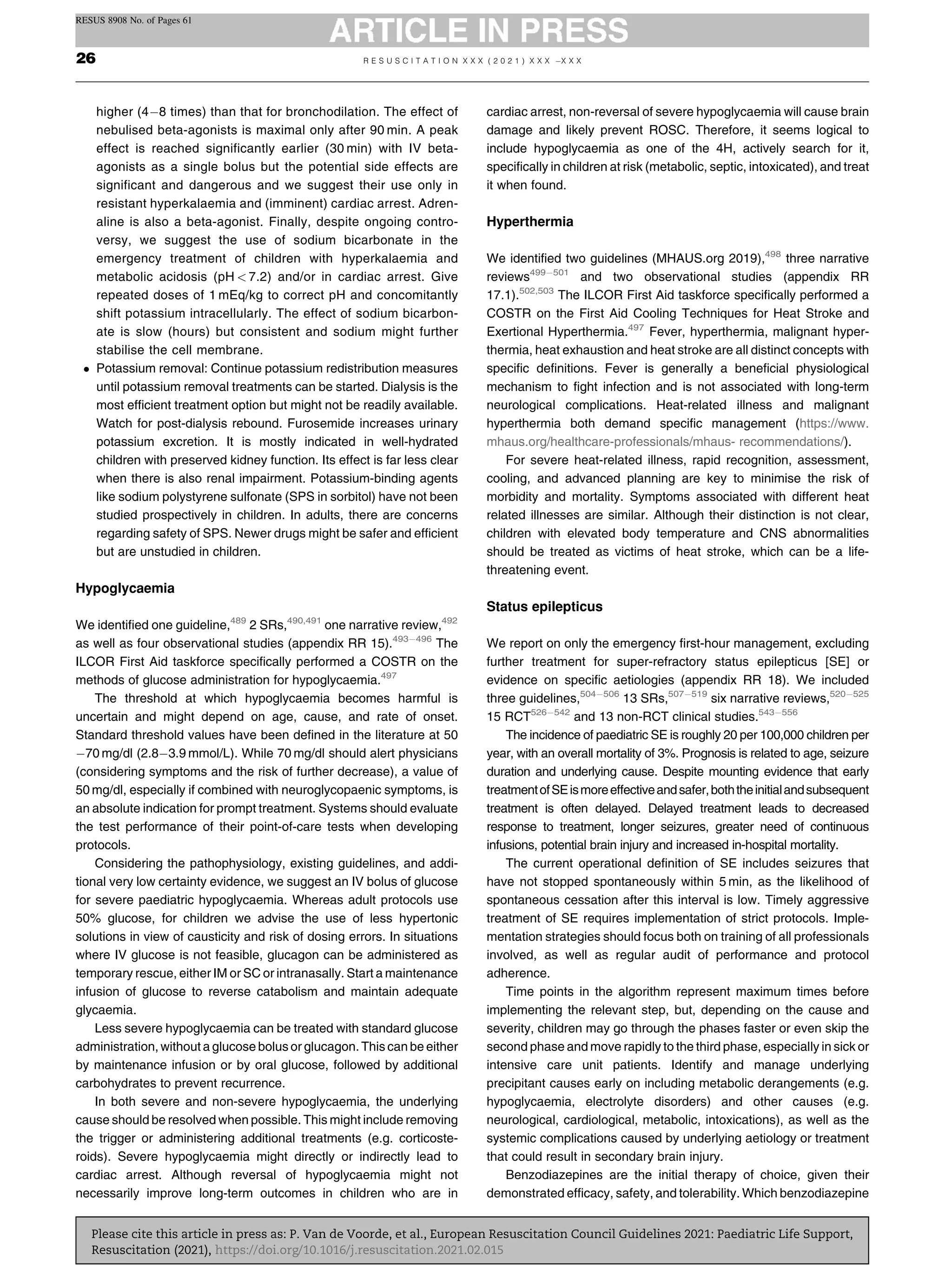 European Resuscitation Council Guidelines 2021: Paediatric Life Support ...