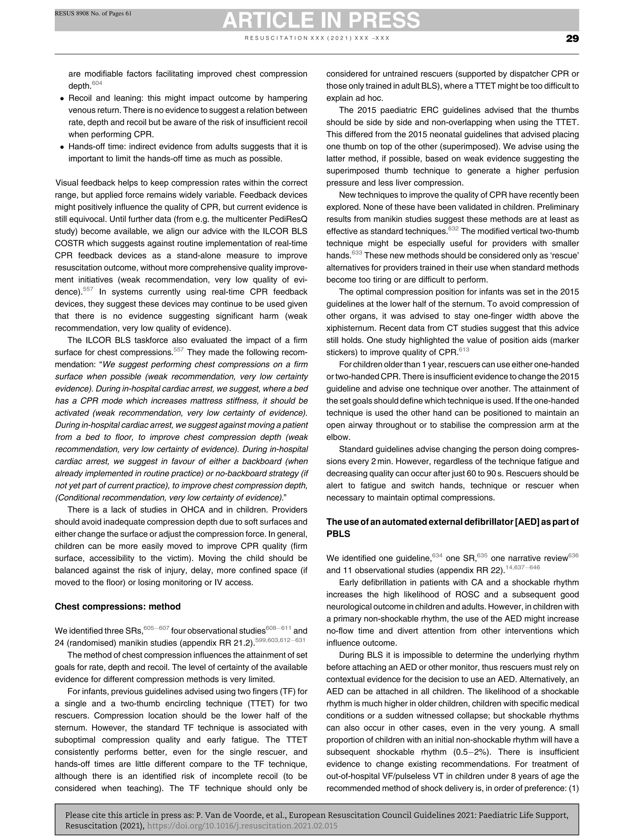 European Resuscitation Council Guidelines 2021: Paediatric Life Support ...