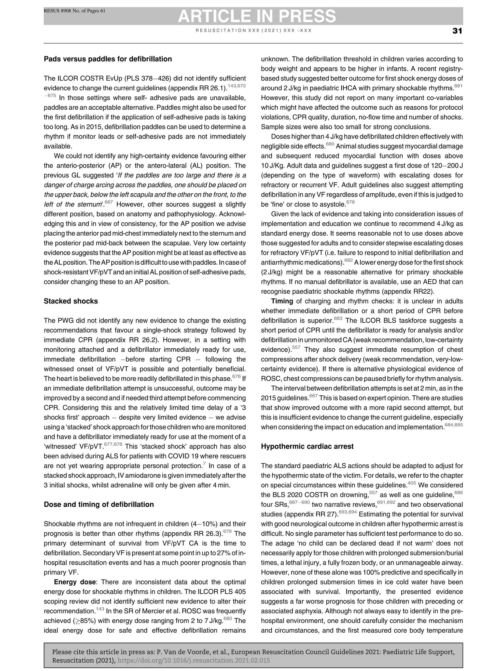 European Resuscitation Council Guidelines 2021: Paediatric Life Support ...