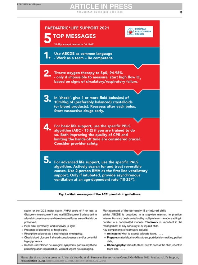 European Resuscitation Council Guidelines 2021: Paediatric Life Support ...
