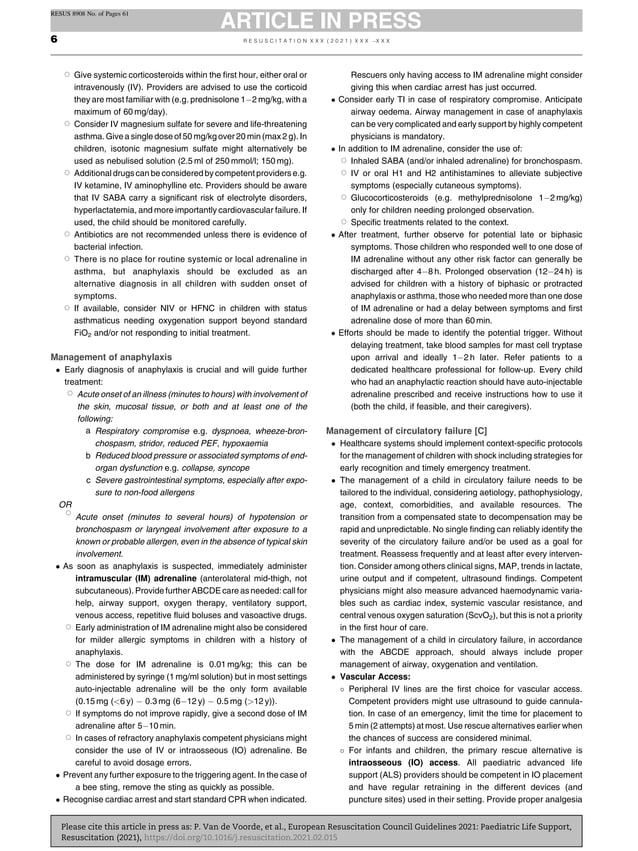 European Resuscitation Council Guidelines 2021: Paediatric Life Support ...