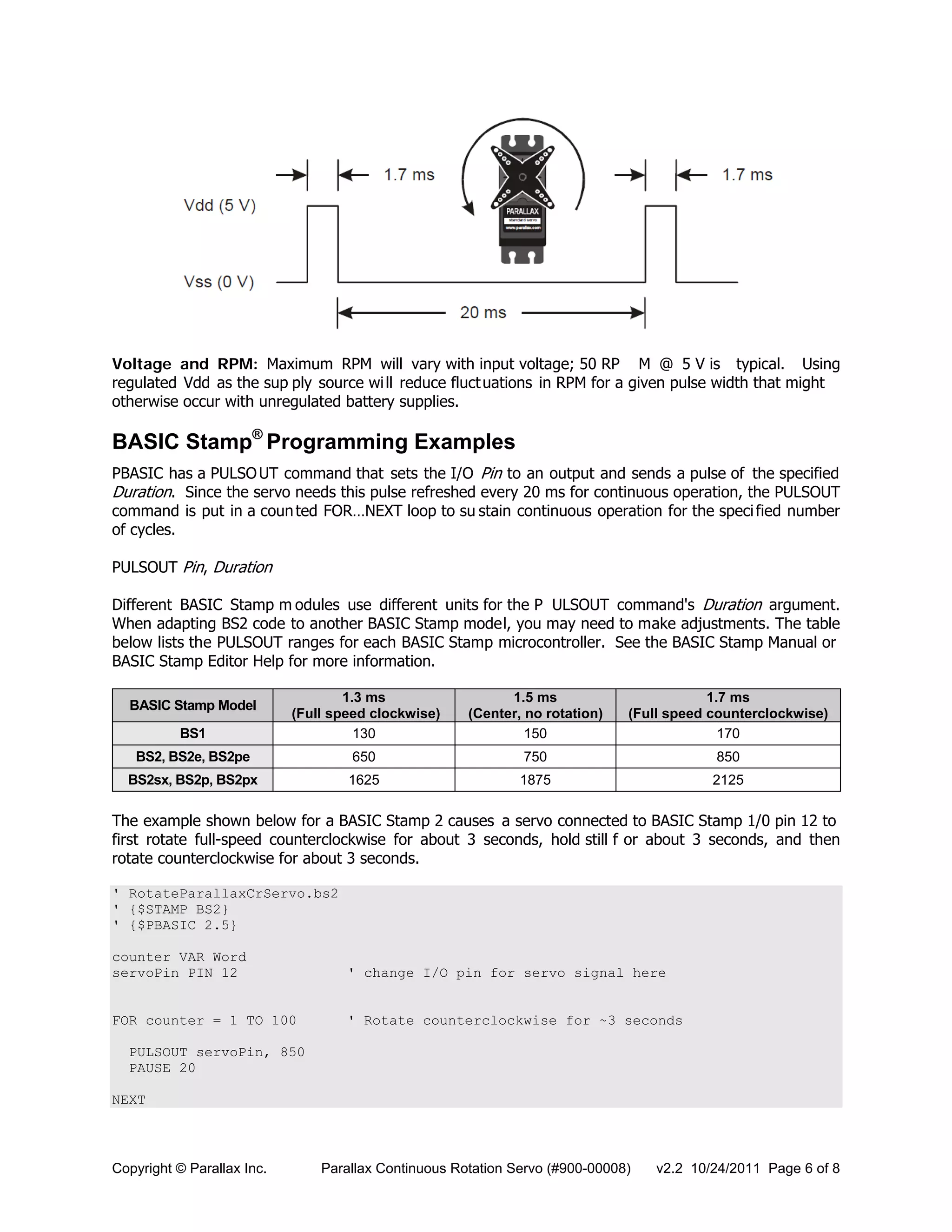 900 00008-continuous-rotation-servo-documentation-v2.2 | PDF