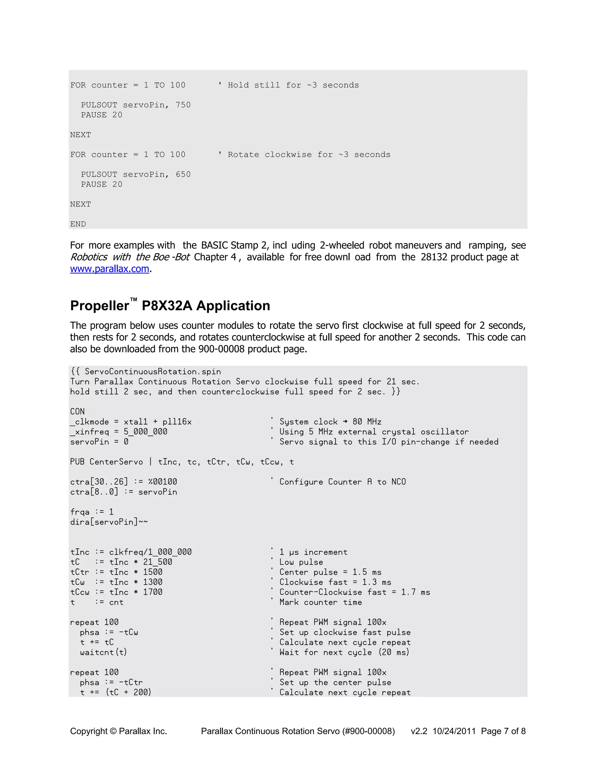 900 00008-continuous-rotation-servo-documentation-v2.2 | PDF