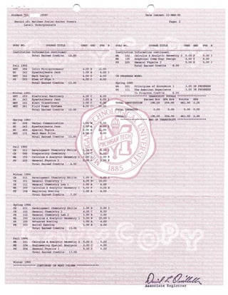 MTU Transcript | PDF