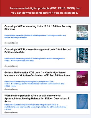 Cambridge VCE Accounting Units 3 & 4 4th Edition Anthony Simmons | PDF