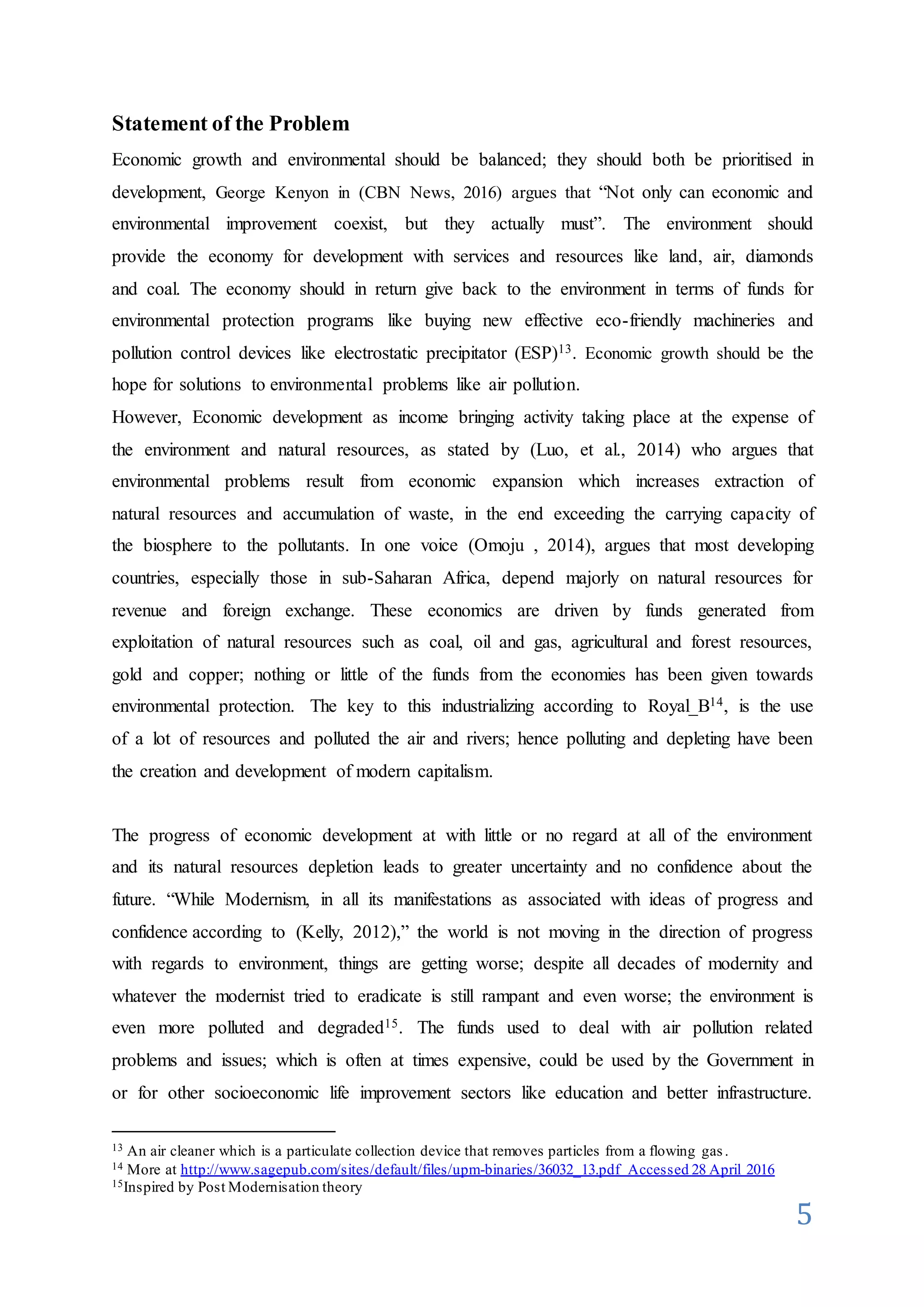 ECONOMIC DEVELOPMENT VS EFFECTS OF AIR POLLUTION ON HUMAN HEALTH; A ...