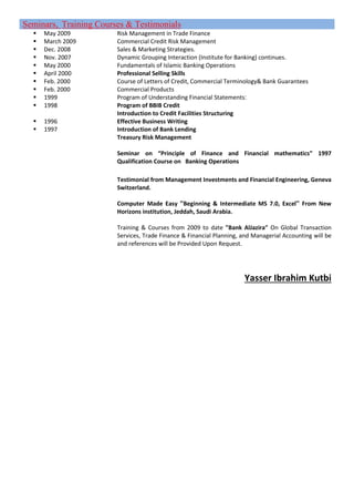 Yasser Kutbi CV-2016 | PDF | Business Banking & Finance | Business