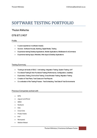 SOFTWARE TESTING PORTFOLIO | DOCX