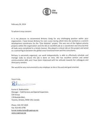 CSA-Letter-of-reference-2014 | PDF