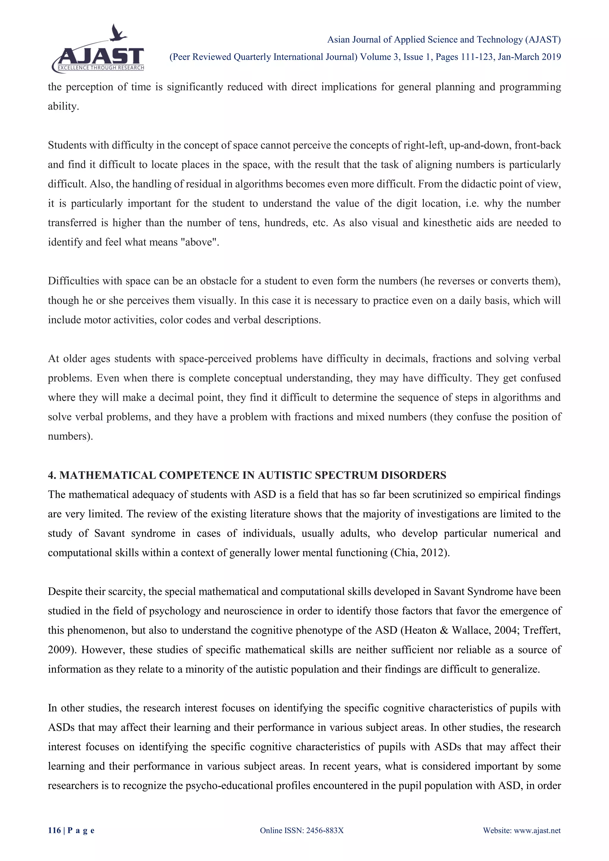 Mathematical Skills in Autism Spectrum Disorder | PDF