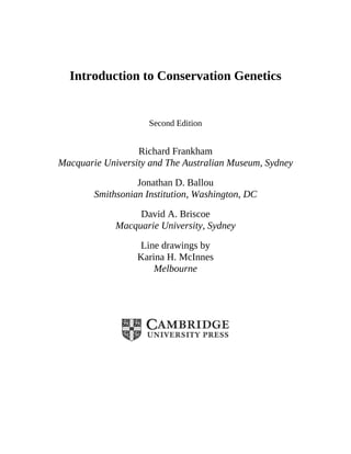 Introduction to Conservation Genetics 2nd Edition Richard Frankham | PDF