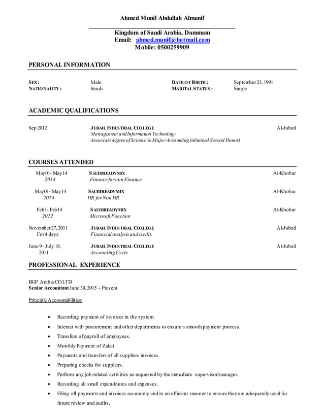 Ahmed Munif CV update | DOCX