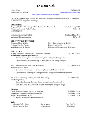 Noé Taylor Résumé | PDF