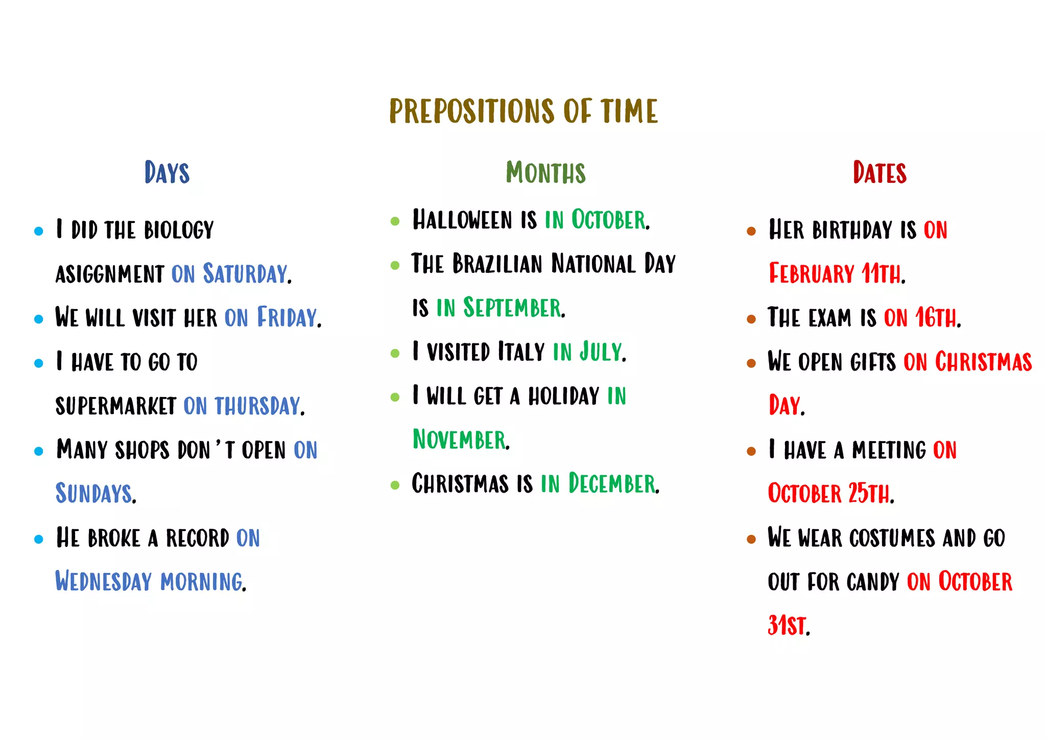 PREPOSITIONS OF TIME | PDF